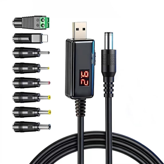 8 In 1 USB to DC5.5mm 5V/9V/12V Boost Power Cable For Multiple Devices ...
