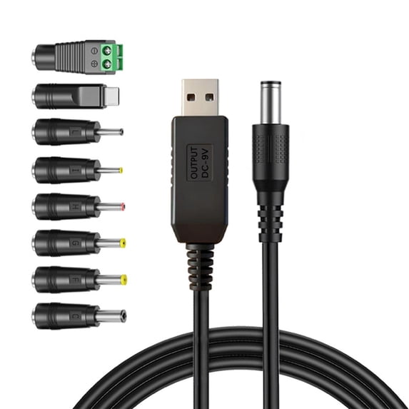 8 In 1 USB to DC5.5mm 5V/9V/12V Boost Power Cable For Multiple Devices ...