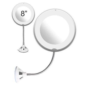 Large 8" Suction Mount Mirror - 5X Magnifying Vanity Makeup Mirror with ...
