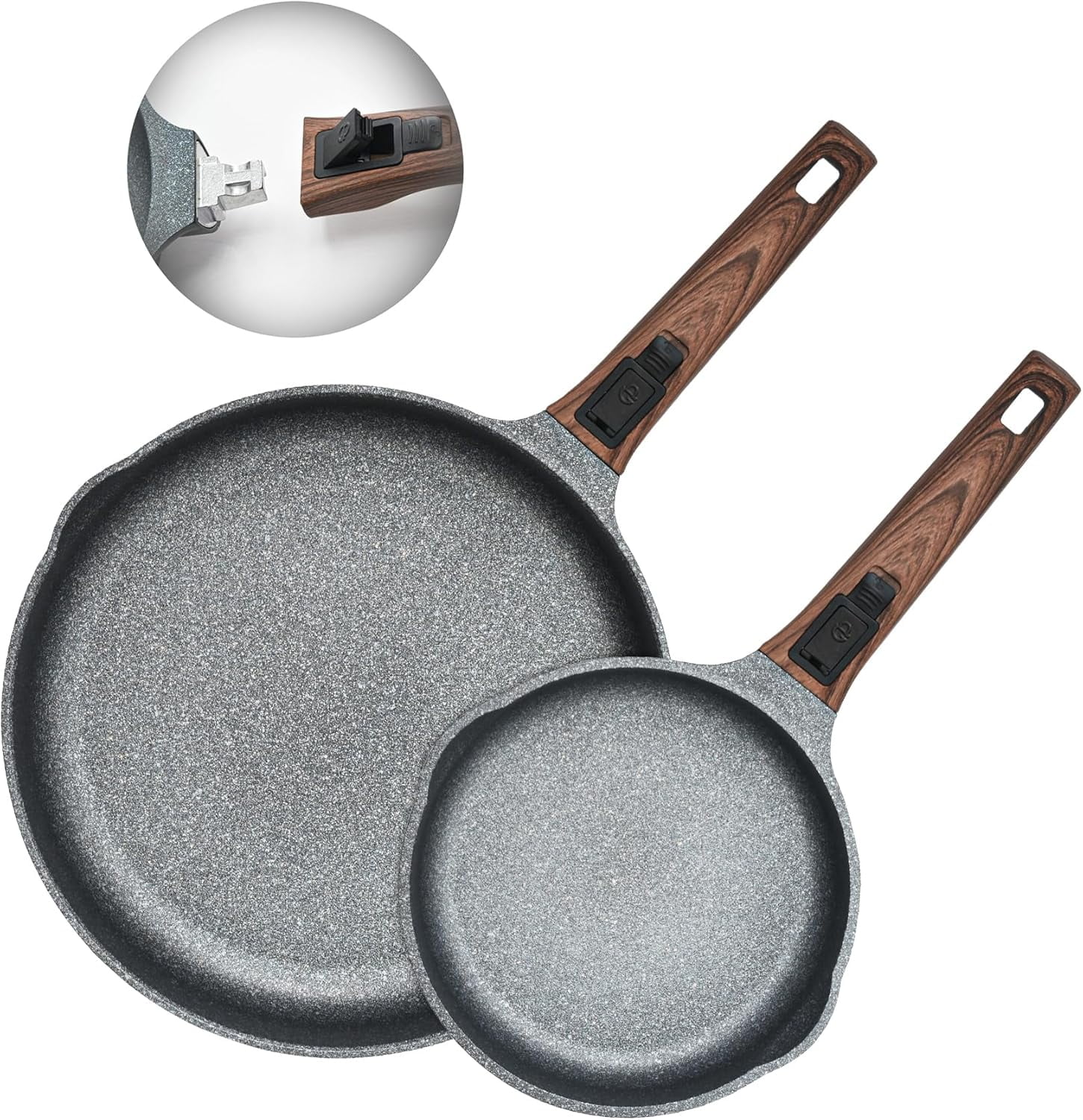 8 Inch and 12.5 Inch Smart Nonstick Frying Pan Set with Removable ...