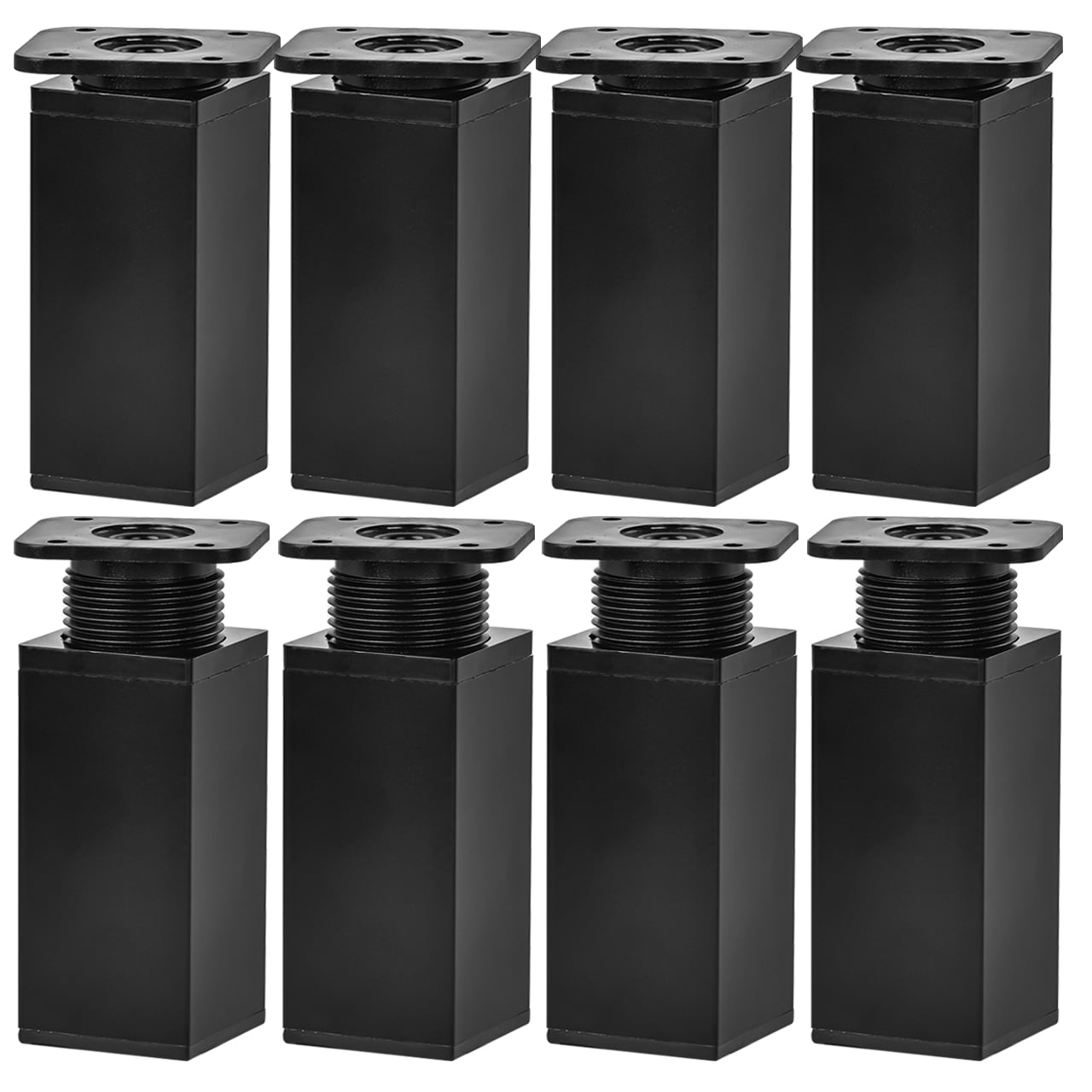 8 Inch / 20cm Adjustable Furniture Legs, Btowin VCF 8 Pcs Black Square ...