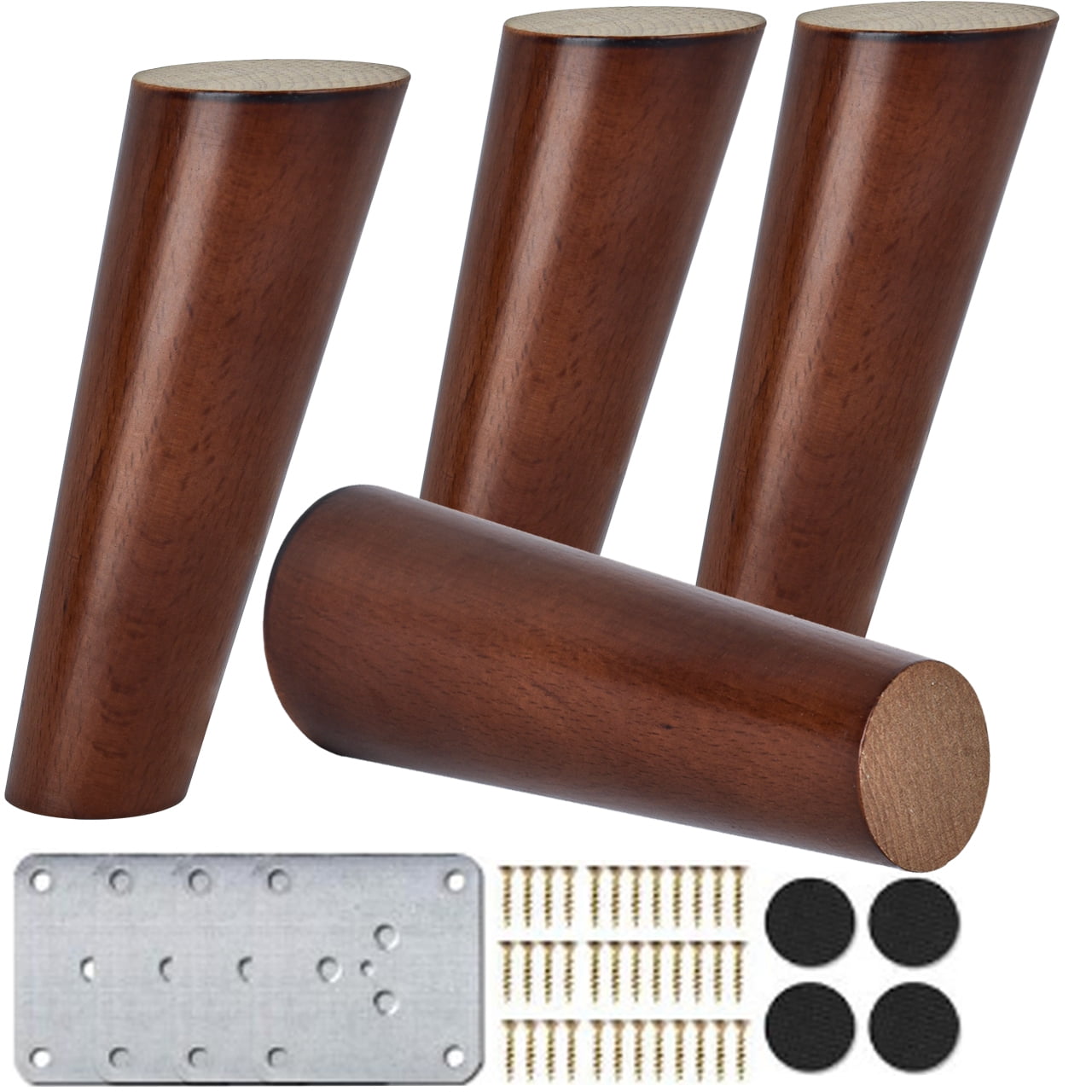8 Inch / 20cm Solid Wood Round Furniture Legs, Btowin VCF 4Pcs Mid ...