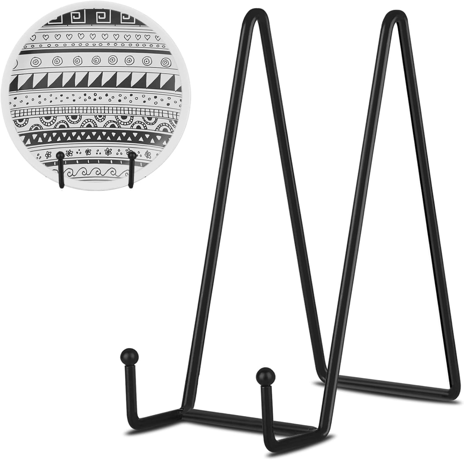 8 Inch 3 Pack Black Metal Plate Holder Display Stands for Picture ...