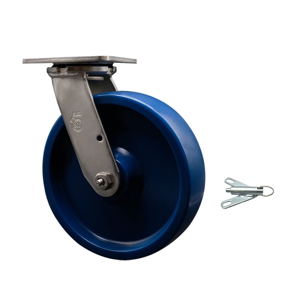 8 Inch 316SS Solid Poly Swivel Caster with Delrin Bearing and Swivel ...