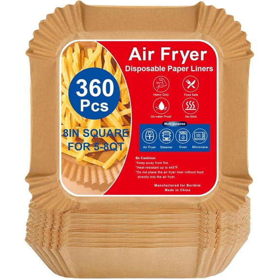 8 Inch Air Fryer Paper Liners, 360 PCS Square Air Fryer Disposable ...