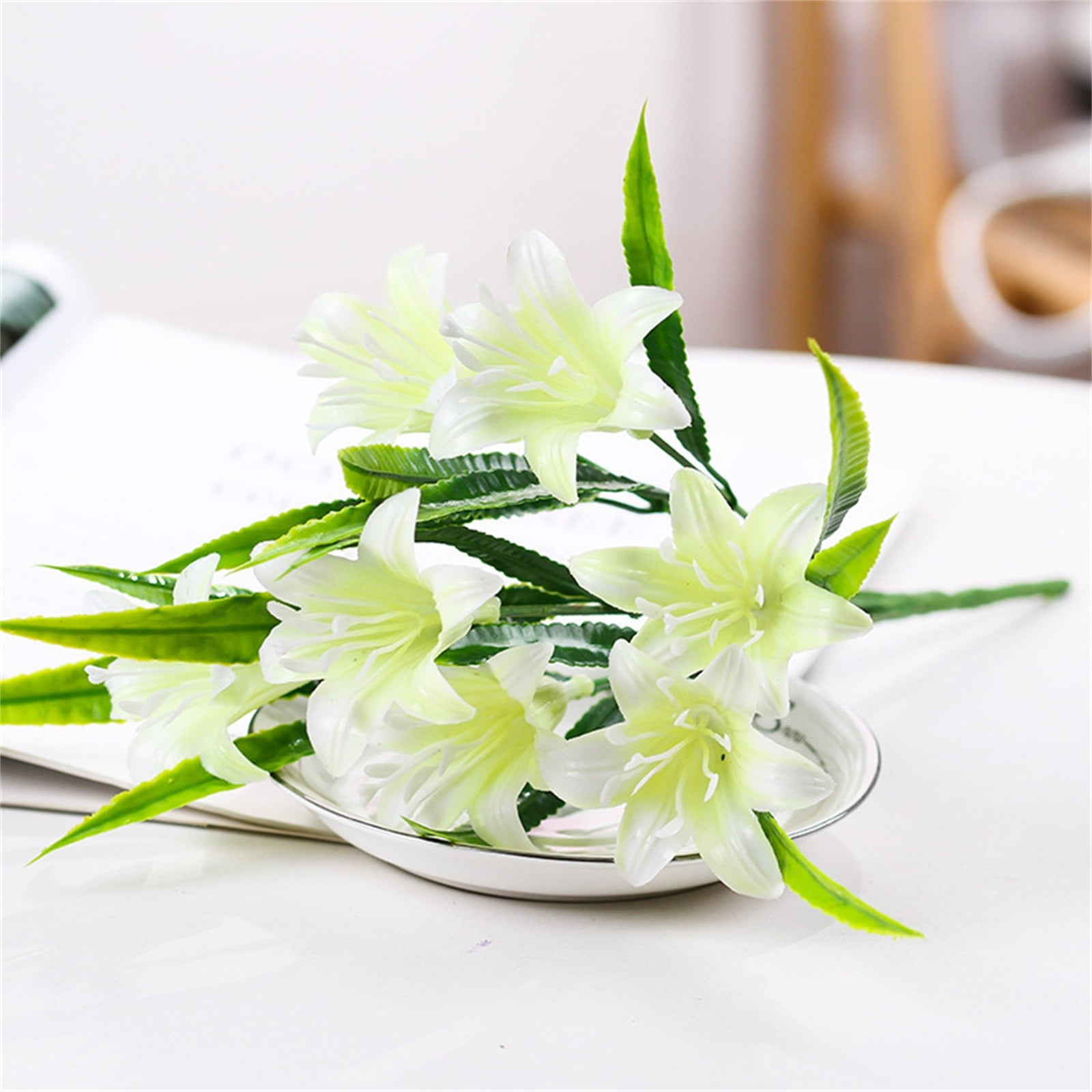 8 Inch Artificial Flower Plastic Artificial Bouquet (White) - Walmart.com