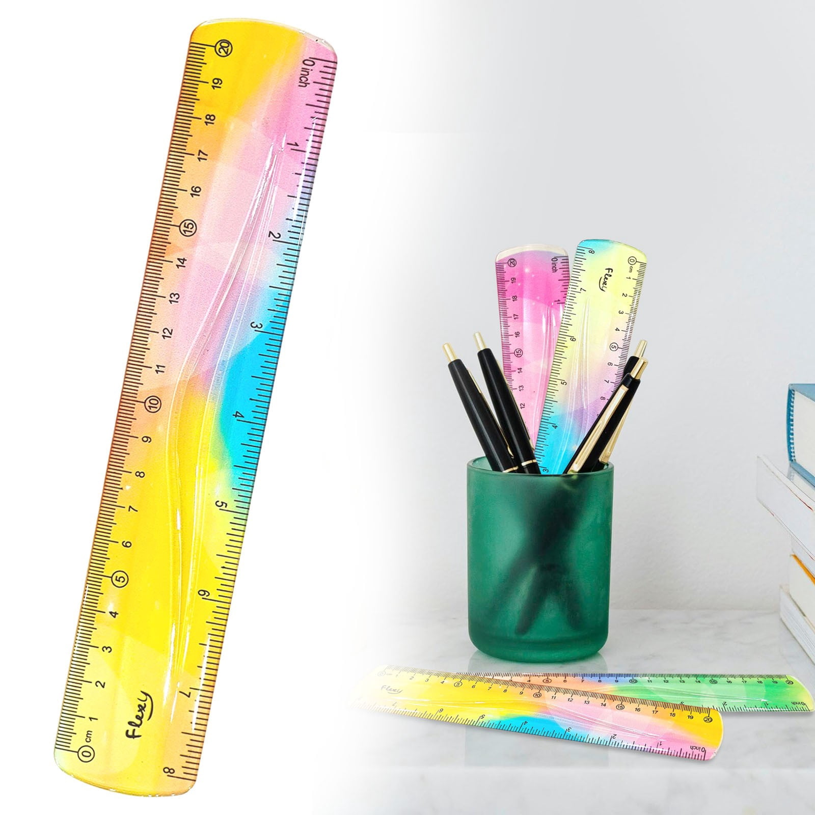 8 Inch Bendable Flexible Gradient Color Plastic Ruler With Centimeters ...