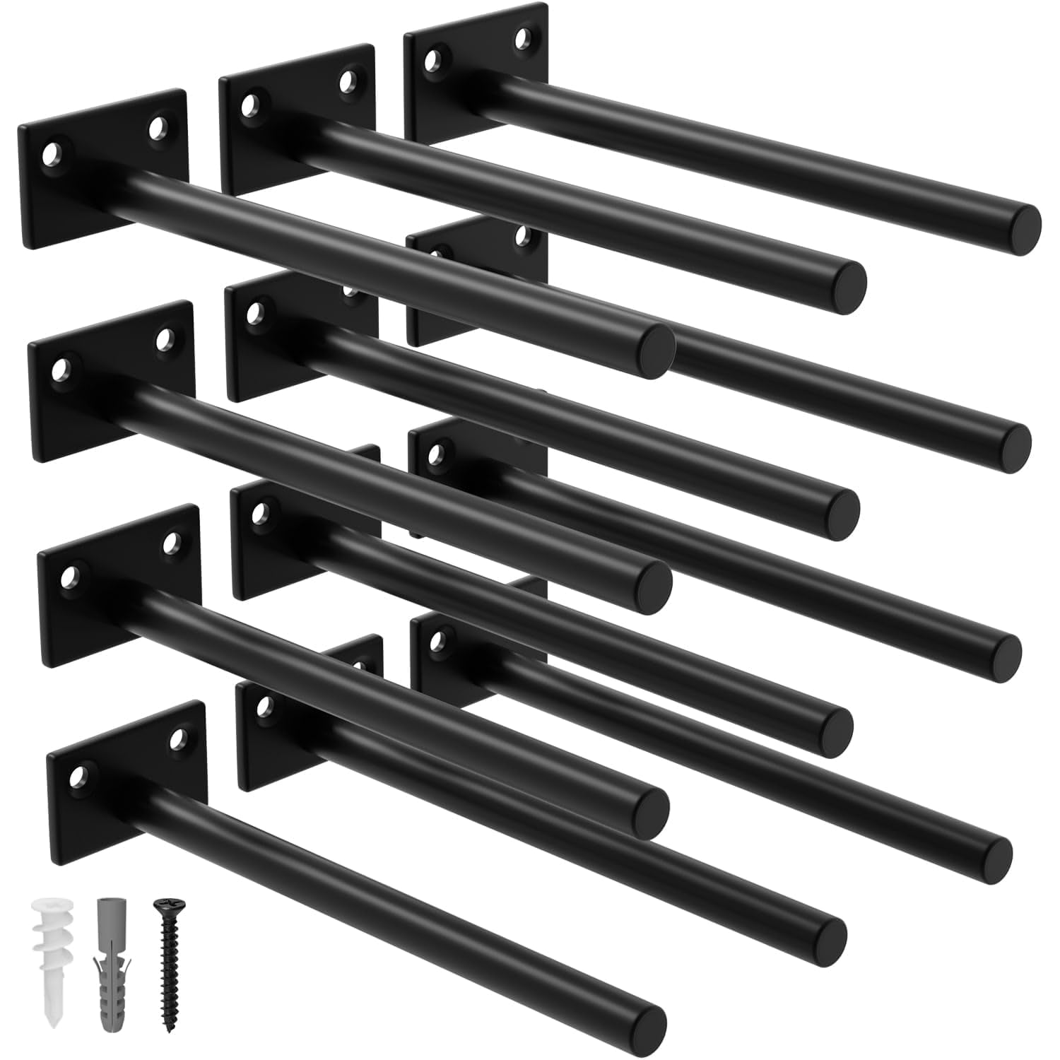 8 Inch Black 12Pack Floating Shelf Brackets for Wooded Blind Shelving ...