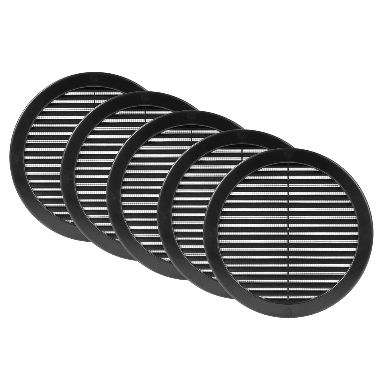 8'' Inch Black Soffit Vent Cover with Flange - Pack of 5 - Round Louver ...
