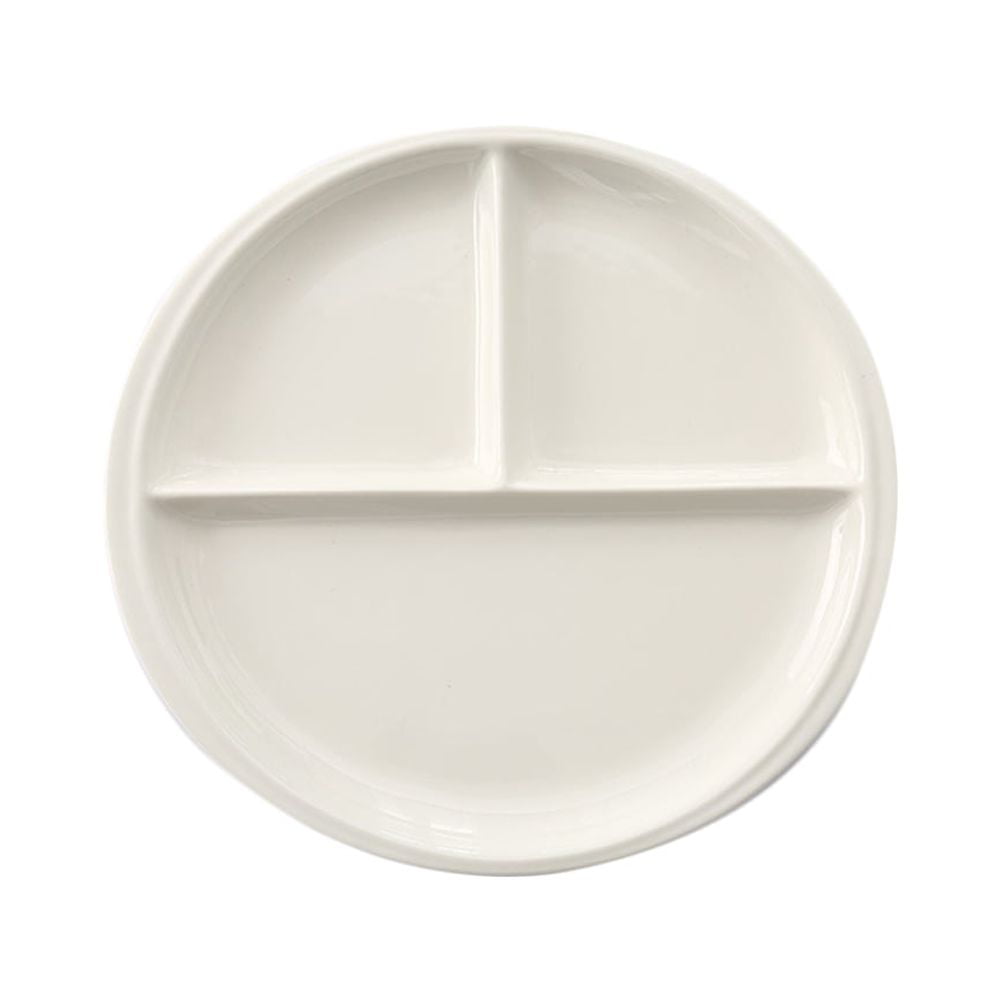 8 Inch Bone China Plate Simple Porcelain Plate Three Compartments ...
