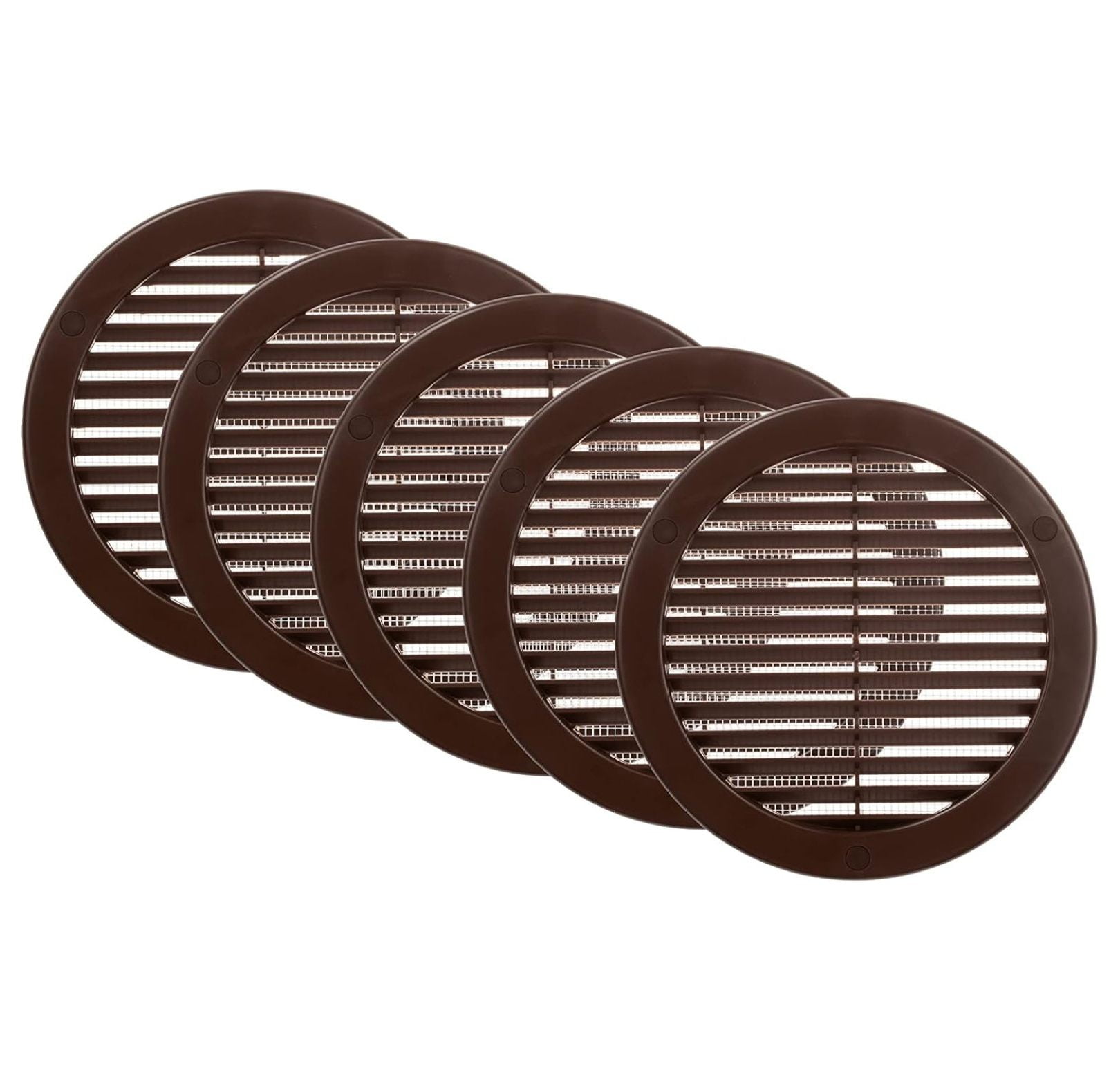 8'' Inch Brown Soffit Vent Cover with Flange - Pack of 5 - Round Louver ...