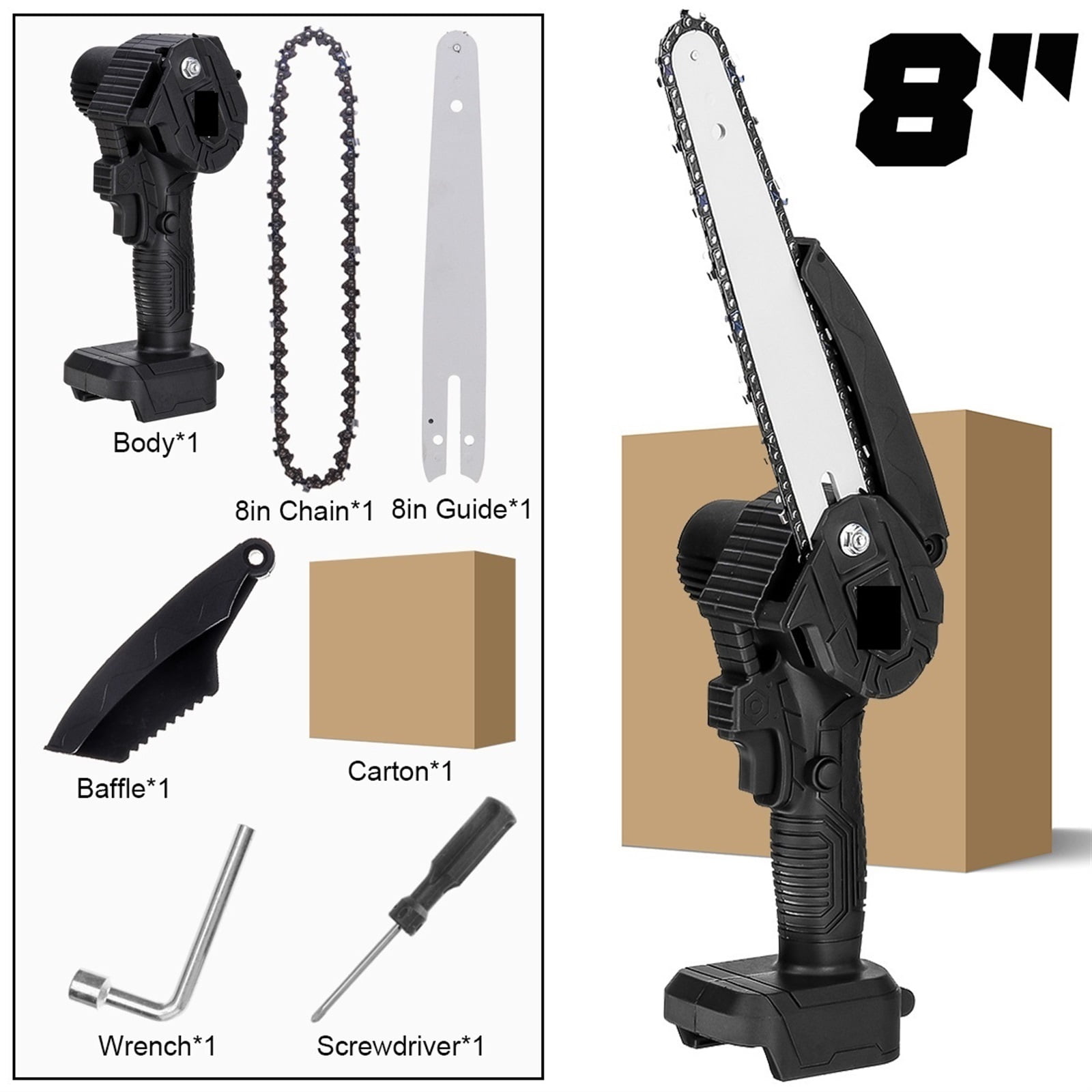 8 Inch Brushless 88VF Electric Chain Saw Mini Chainsaw Rechargeable ...