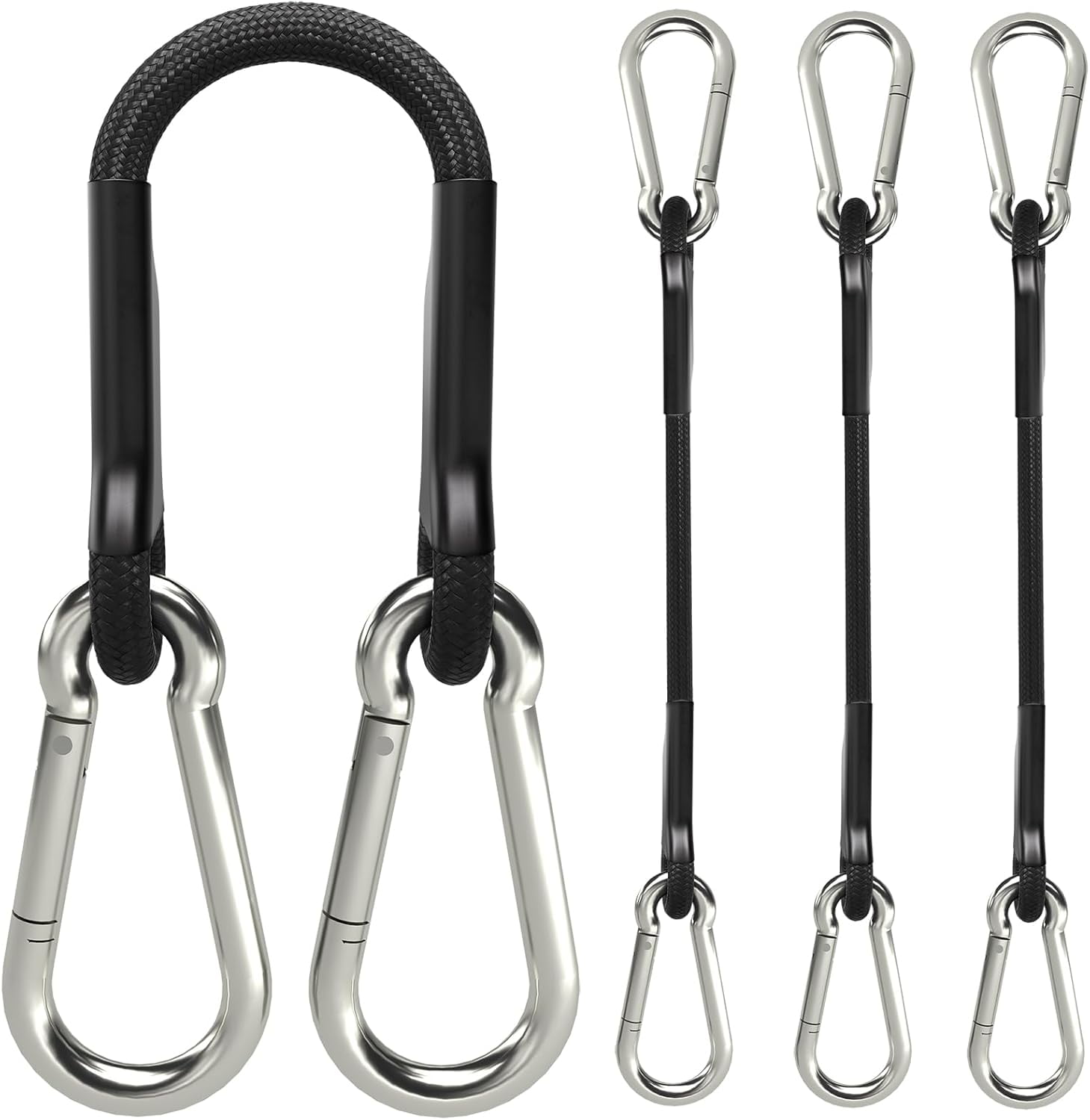 8 Inch Bungee Cords with Stainless Steel Carabiner, Heavy Duty Strong Bungee Cords for Camping ...