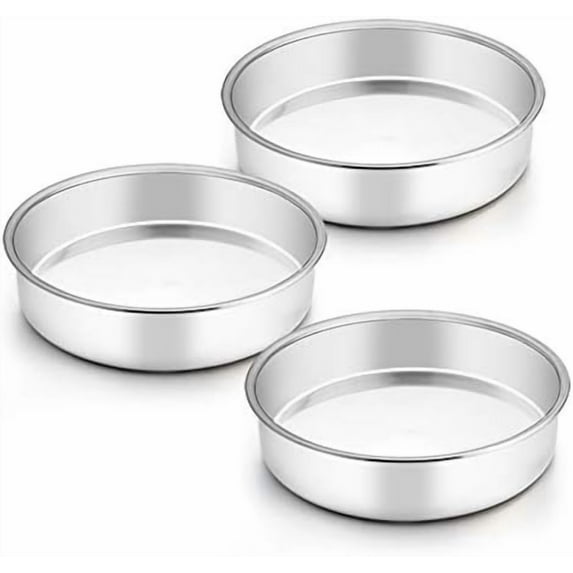 8 Inch Cake Pan, 3 Pcs Round Cake Pan Tier Cake Pan Set Stainless Steel ...