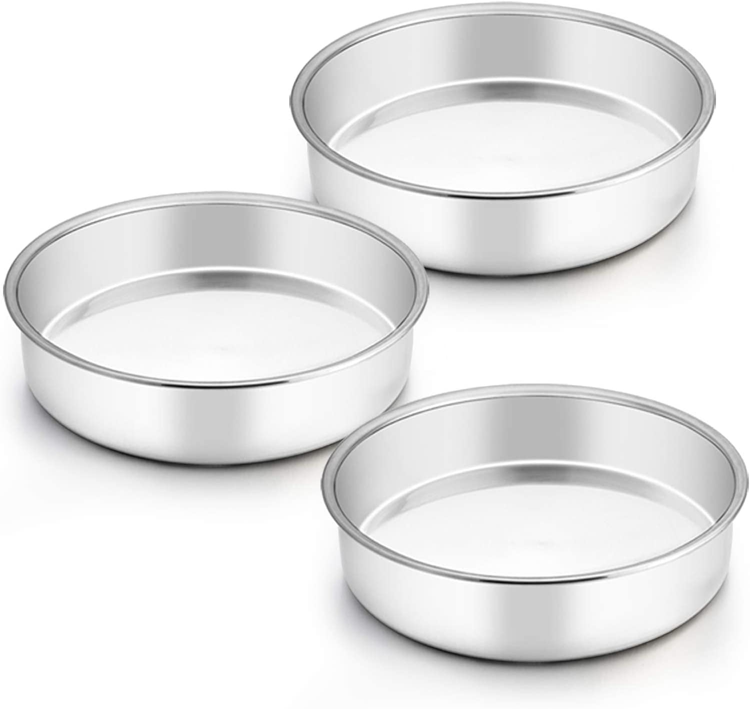 8 Inch Cake Pan, 3 Pcs Round Cake Pan Tier Cake Pan Set Stainless Steel ...