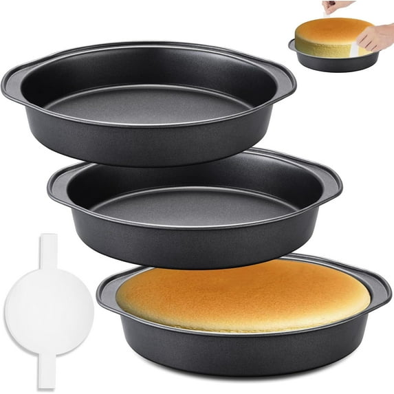 8 Inch Cake Pan - 3PCS Carbon Steel Round Cake Pans with 100 Pieces ...