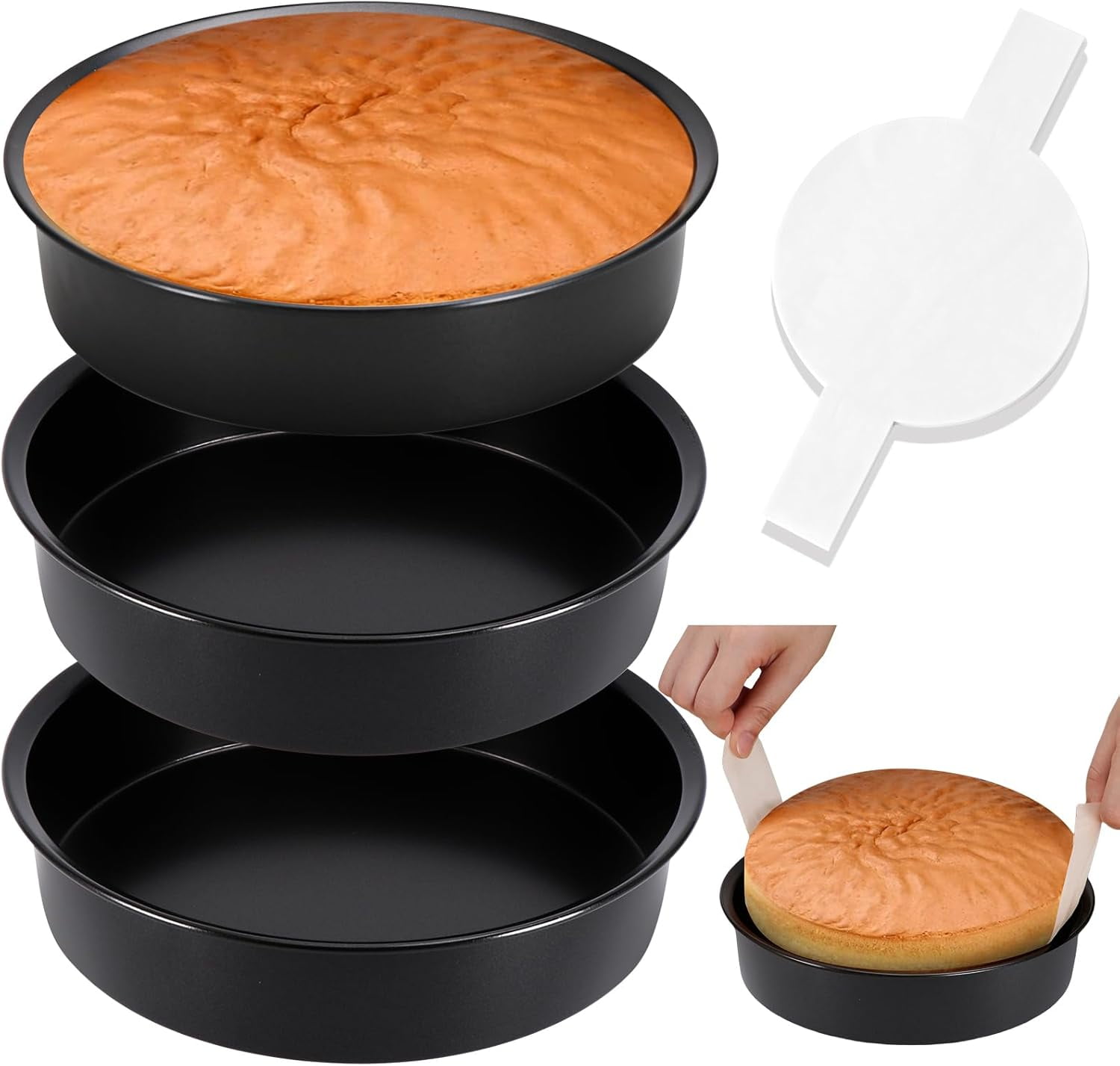 8 Inch Cake Pan, Premium Round Cake Pans Set of 3, Durable Circle Cake ...
