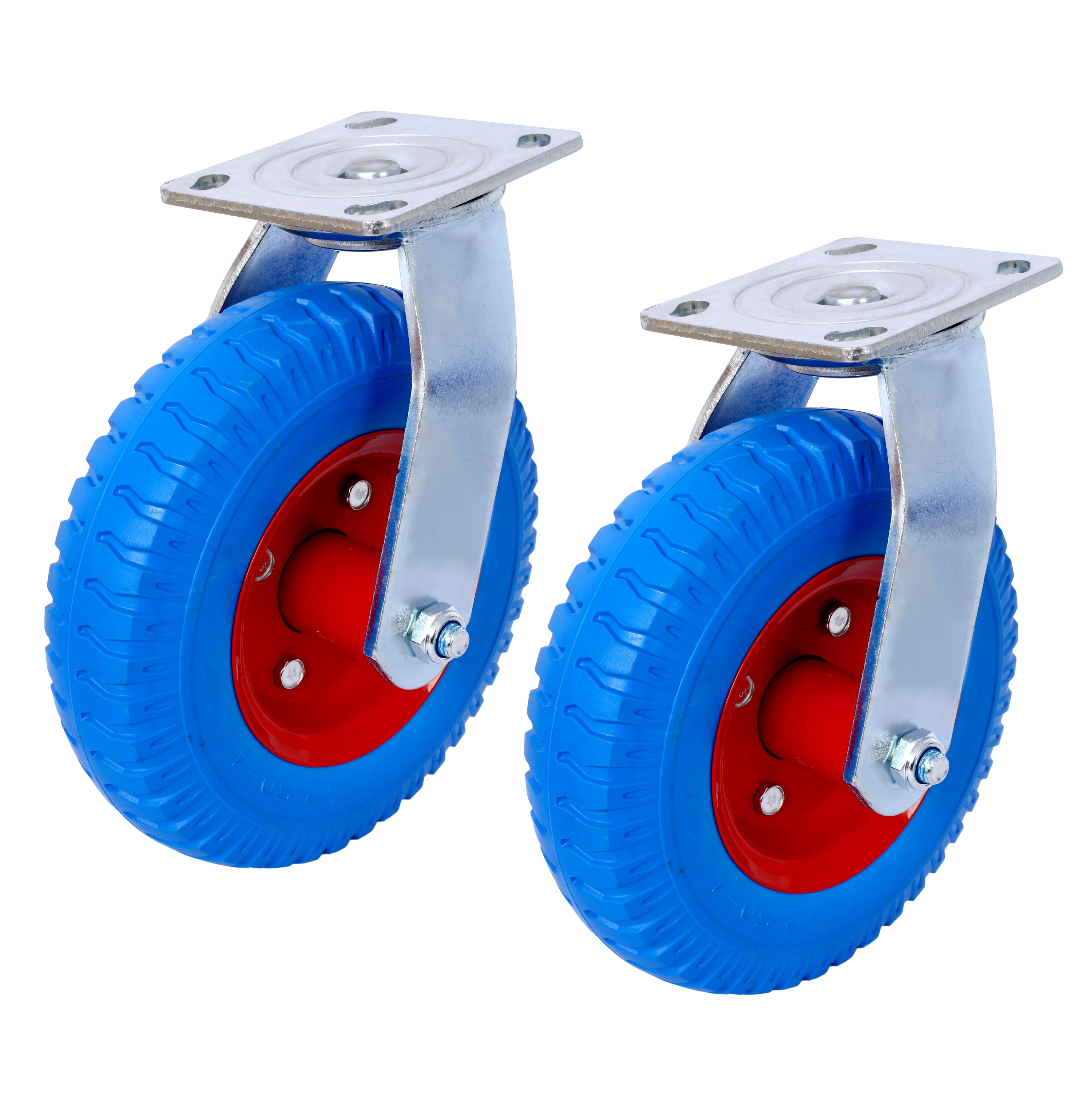 8 Inch Caster Wheels 2-Pack - Flat Free Swivel Casters, 220lb Capacity ...