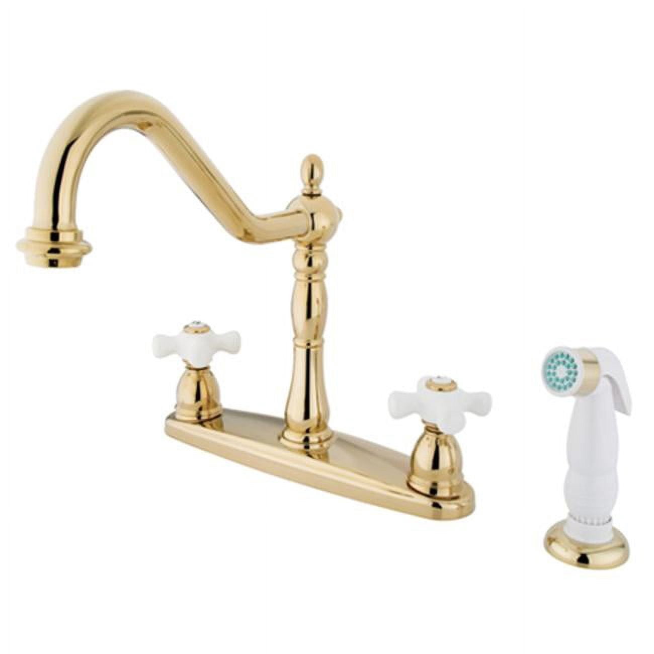 8 Inch Center Kitchen Faucet - Polished Brass Finish - Walmart.com