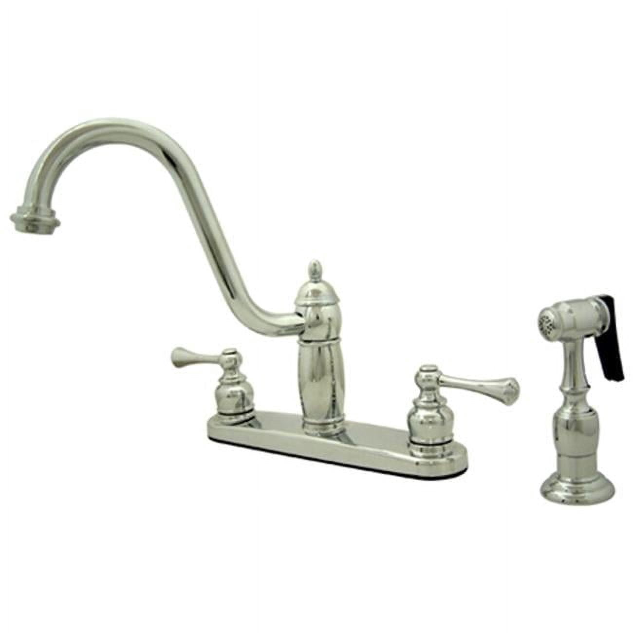 8 Inch Center Kitchen Faucet With Brass Side Sprayer - Polished Chrome ...