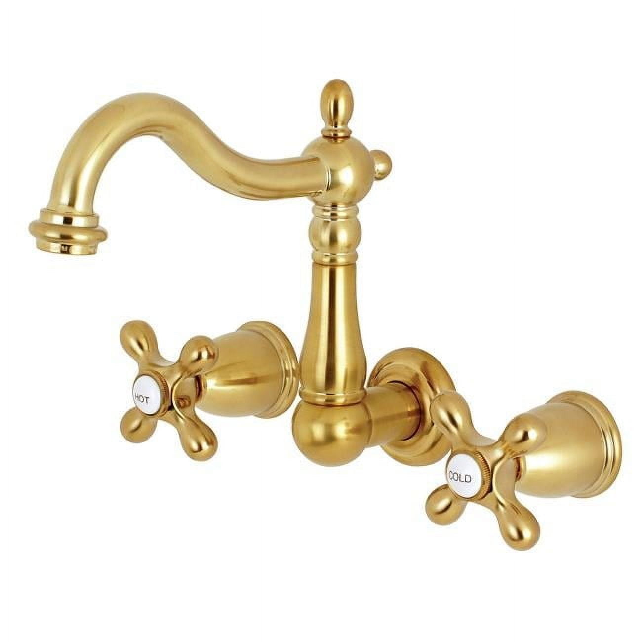 8-Inch Center Wall Mount Bathroom Faucet Brushed Brass - Walmart.com