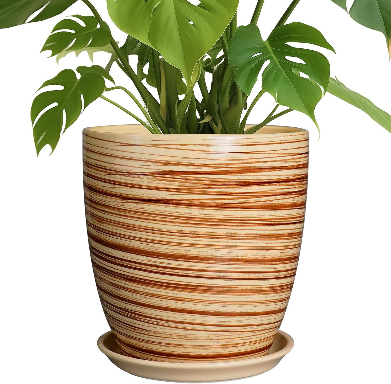 8 Inch Ceramic Planter Pot Round Plant Pot with Drainage Hole and ...