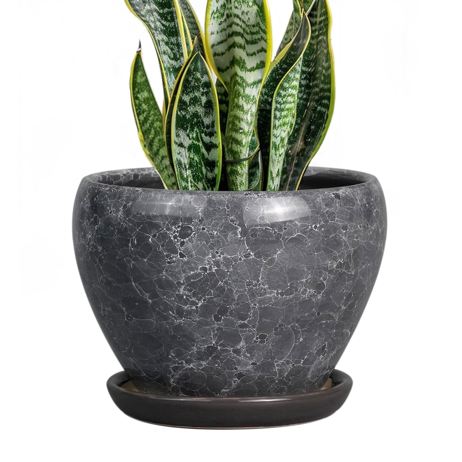 Stillaflora 8 inch Gemstone Gray Round Ceramic Decorative Planter with ...