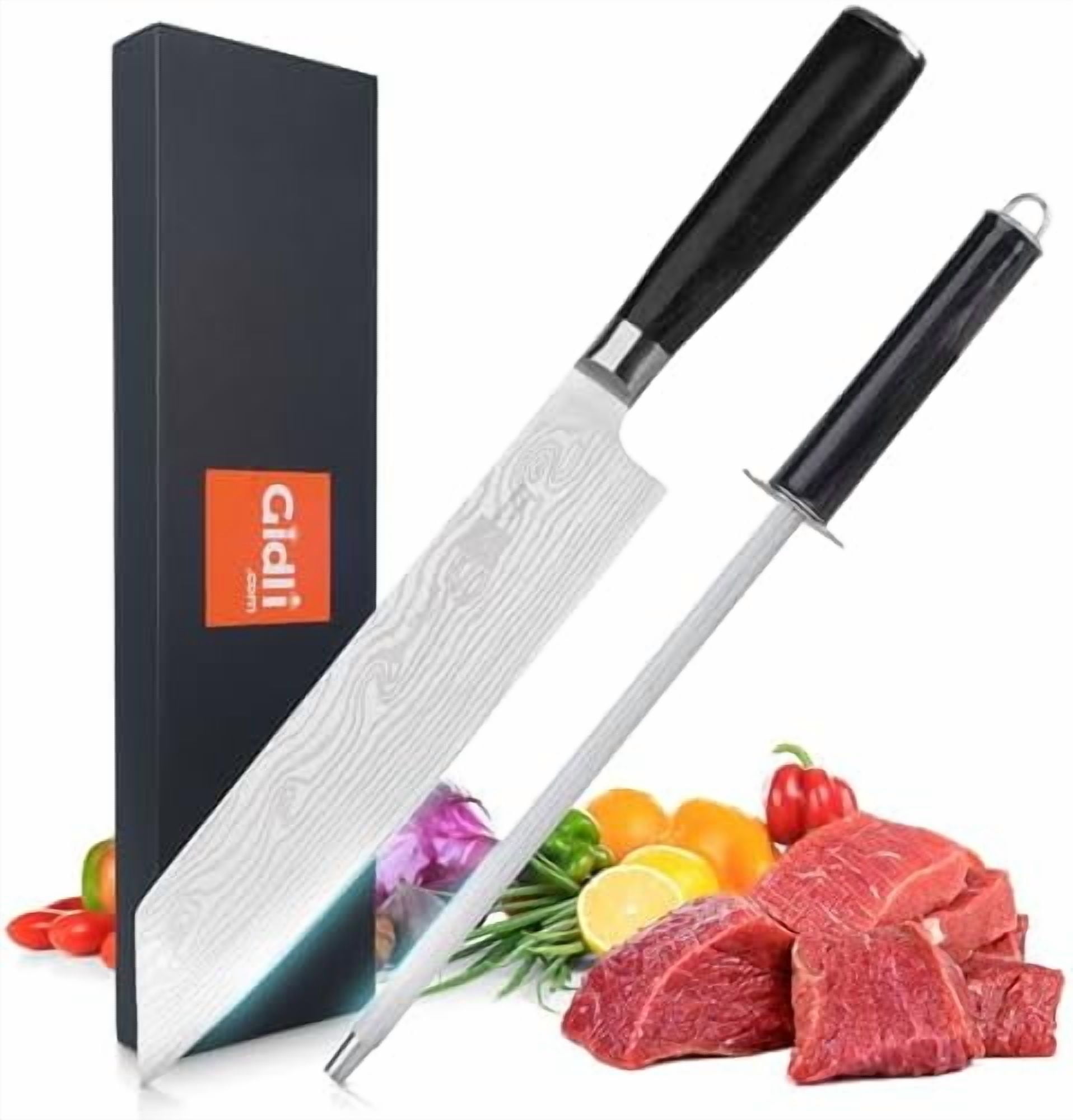8-Inch Chef Knife with Diamond Sharpener – Sharp Kitchen Knife Made of ...