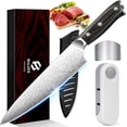 8 Inch Chef Knife, Kitchen Knife with Sharpener and Finger Guard ...