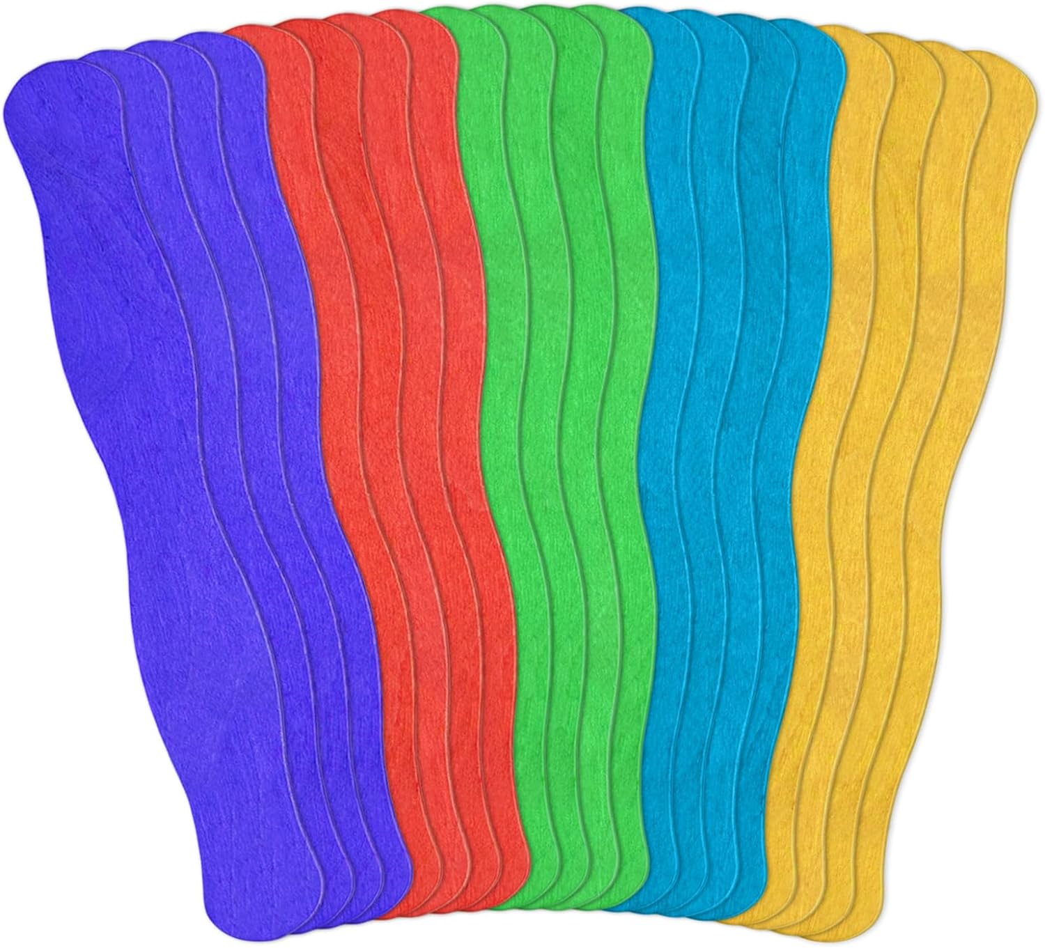 8 Inch Colored Jumbo Craft Sticks - 50 PCS Rainbow Wooden Wavy Sticks ...