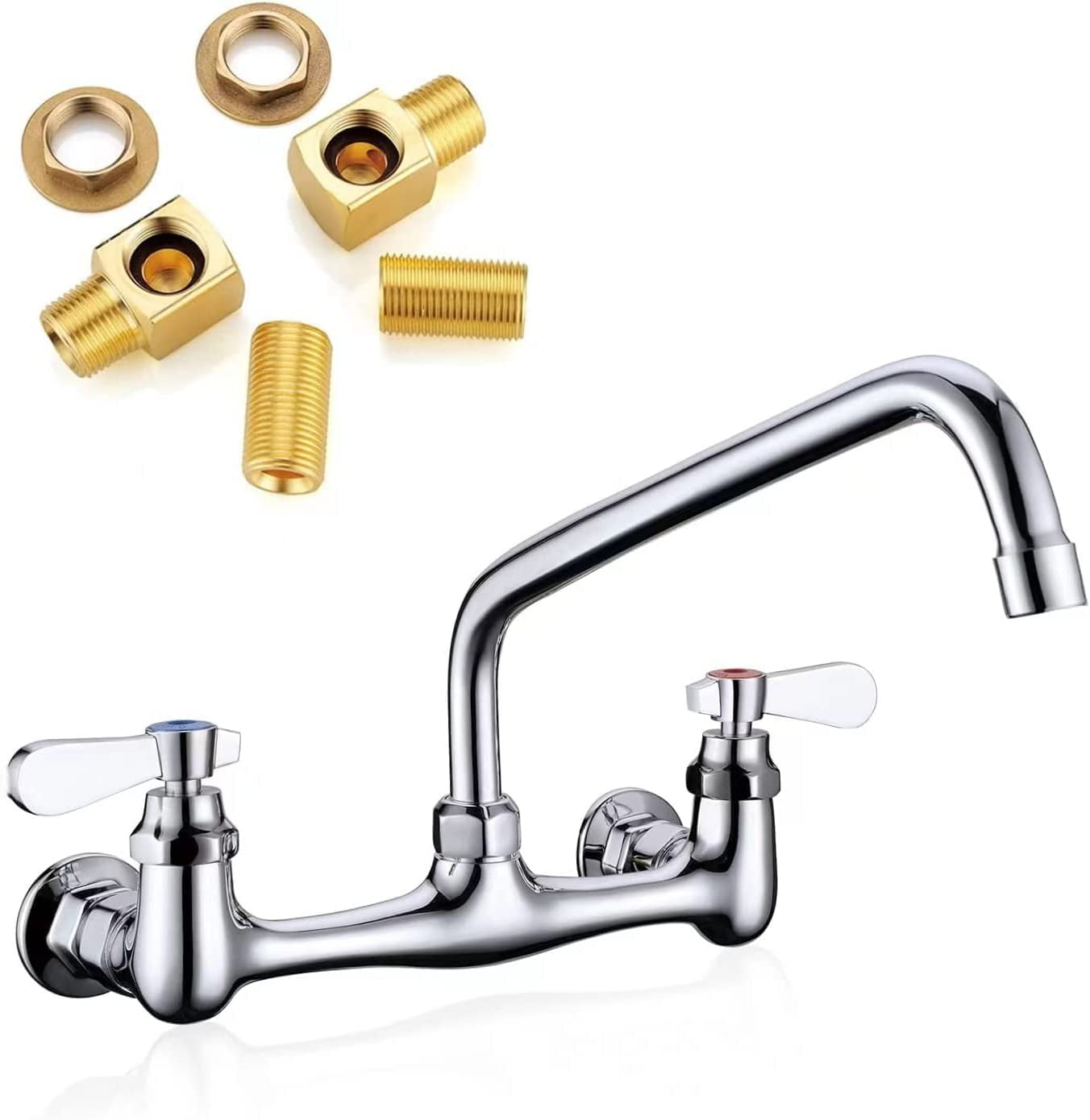 8 Inch Commercial Kitchen Wall Mount Faucet, 8 Inch Center Wall-Mount ...