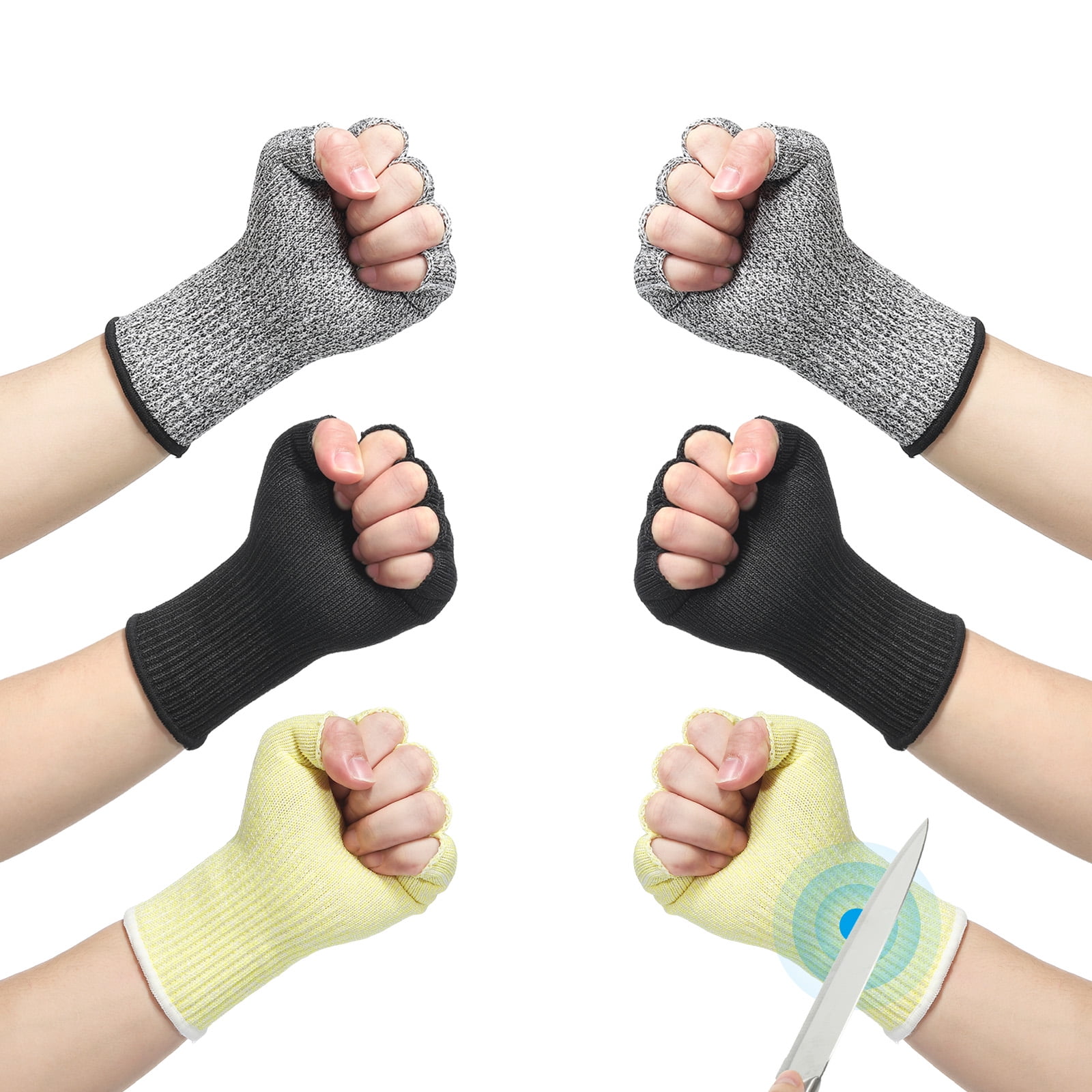 8 Inch Cut Resistant Sleeves with Finger Grips Forearm Protective ...