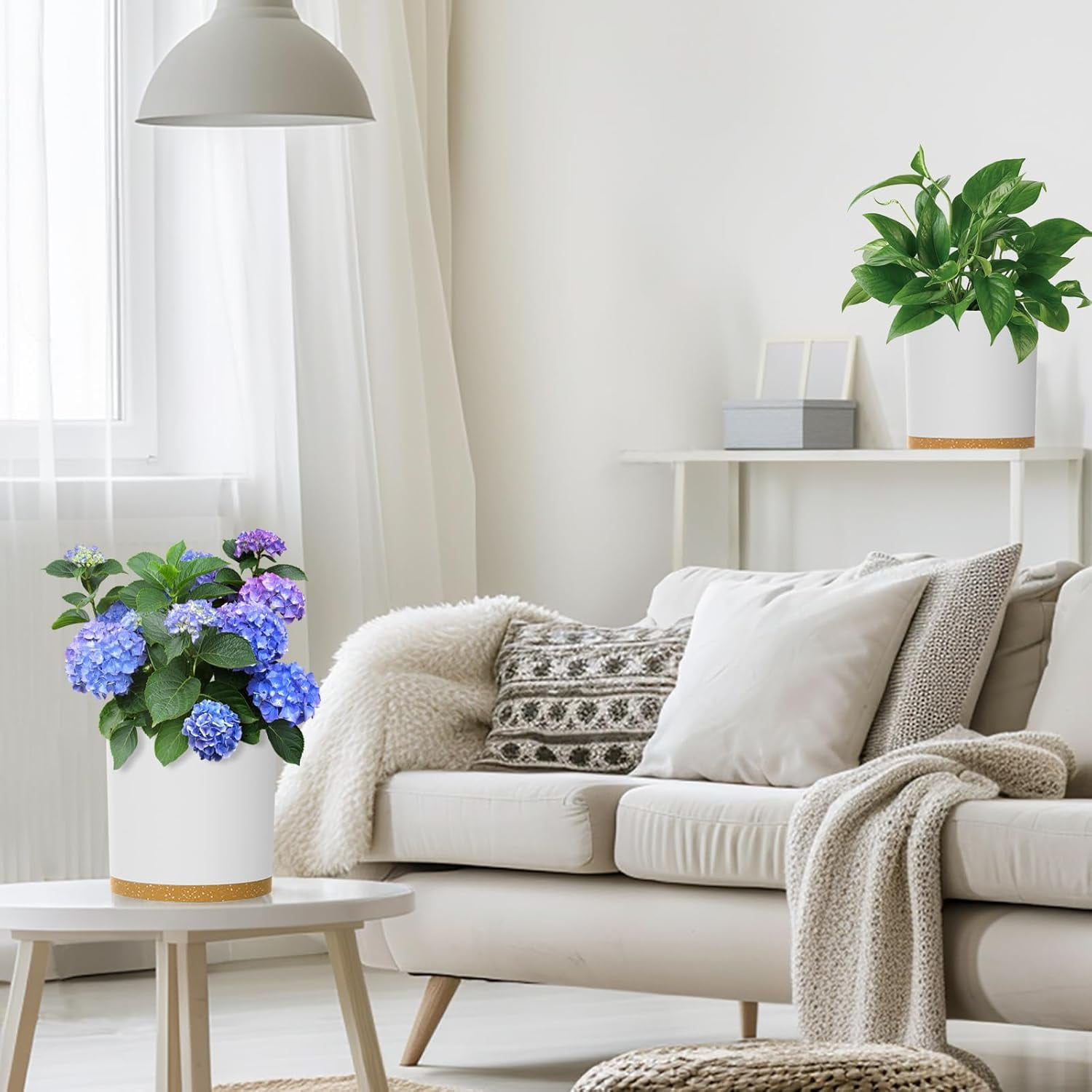 8 Inch Cylinder Flower Pots for Indoor Outdoor Plants, Medium Deep ...