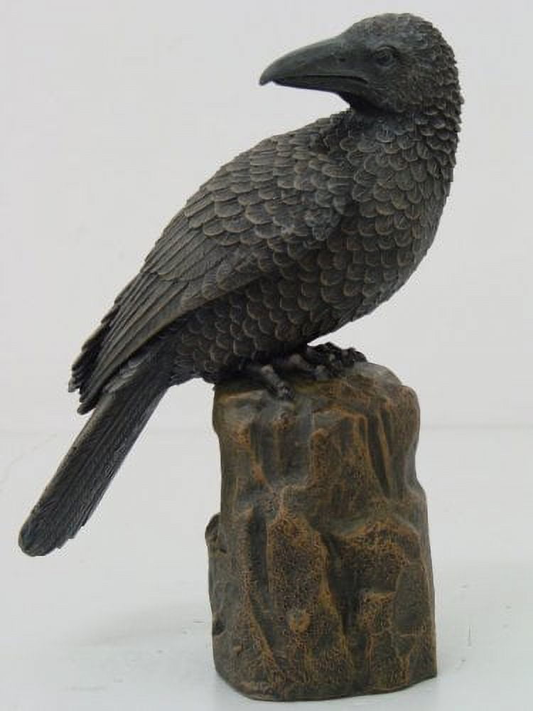 8 Inch Dark Raven on Large Rock Platform Resin Statue Figurine ...
