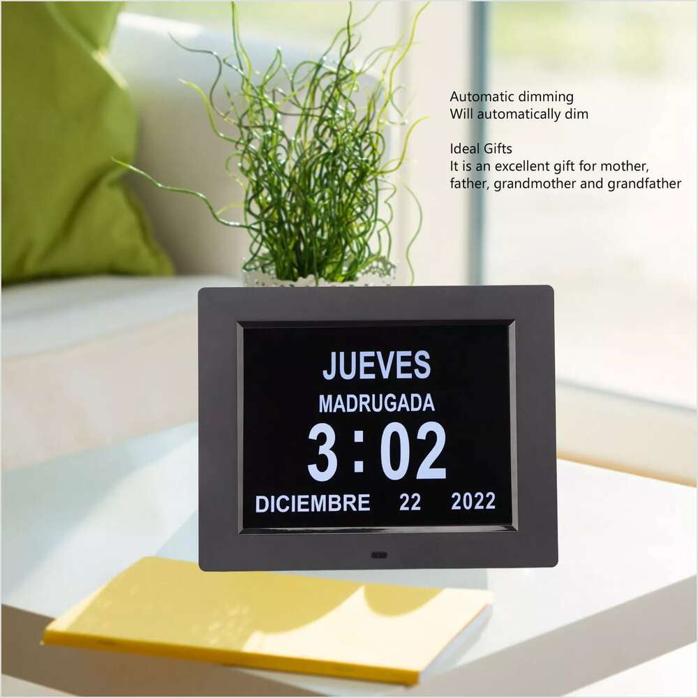 8 Inch Digital Day Calendar Clock Electronic Calendar Alarm Day Clock ...