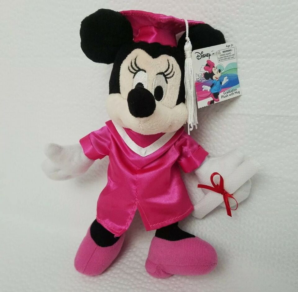 8 Inch Disney Minnie Mouse in Pink Graduate Cap, Gown and Diploma ...