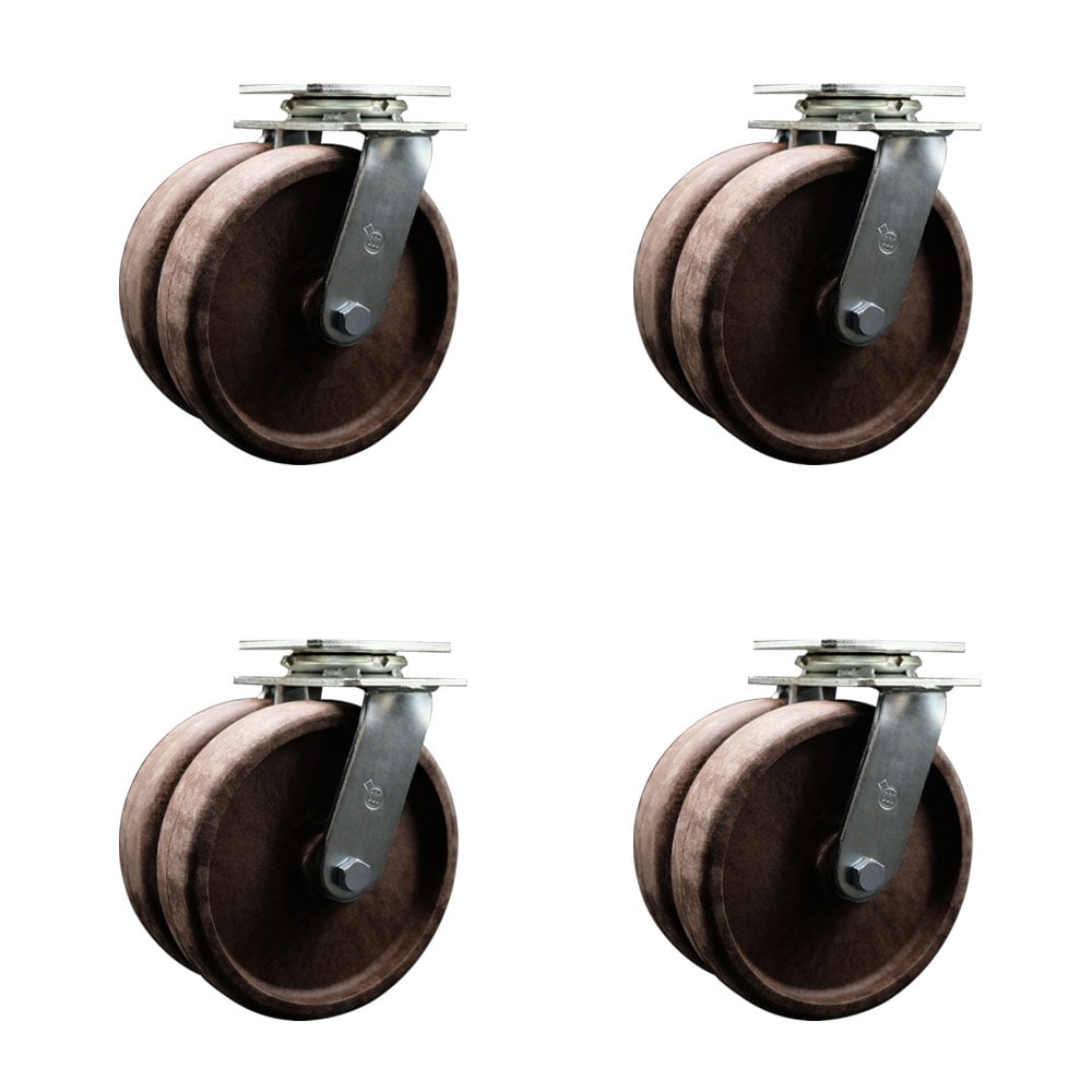 8 Inch Dual High Temp Glass Filled Nylon Wheels Swivel Casters Set SCC ...