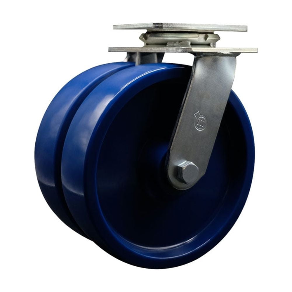 8 Inch Dual Solid Polyurethane Wheels Swivel Caster with Roller Bearing ...