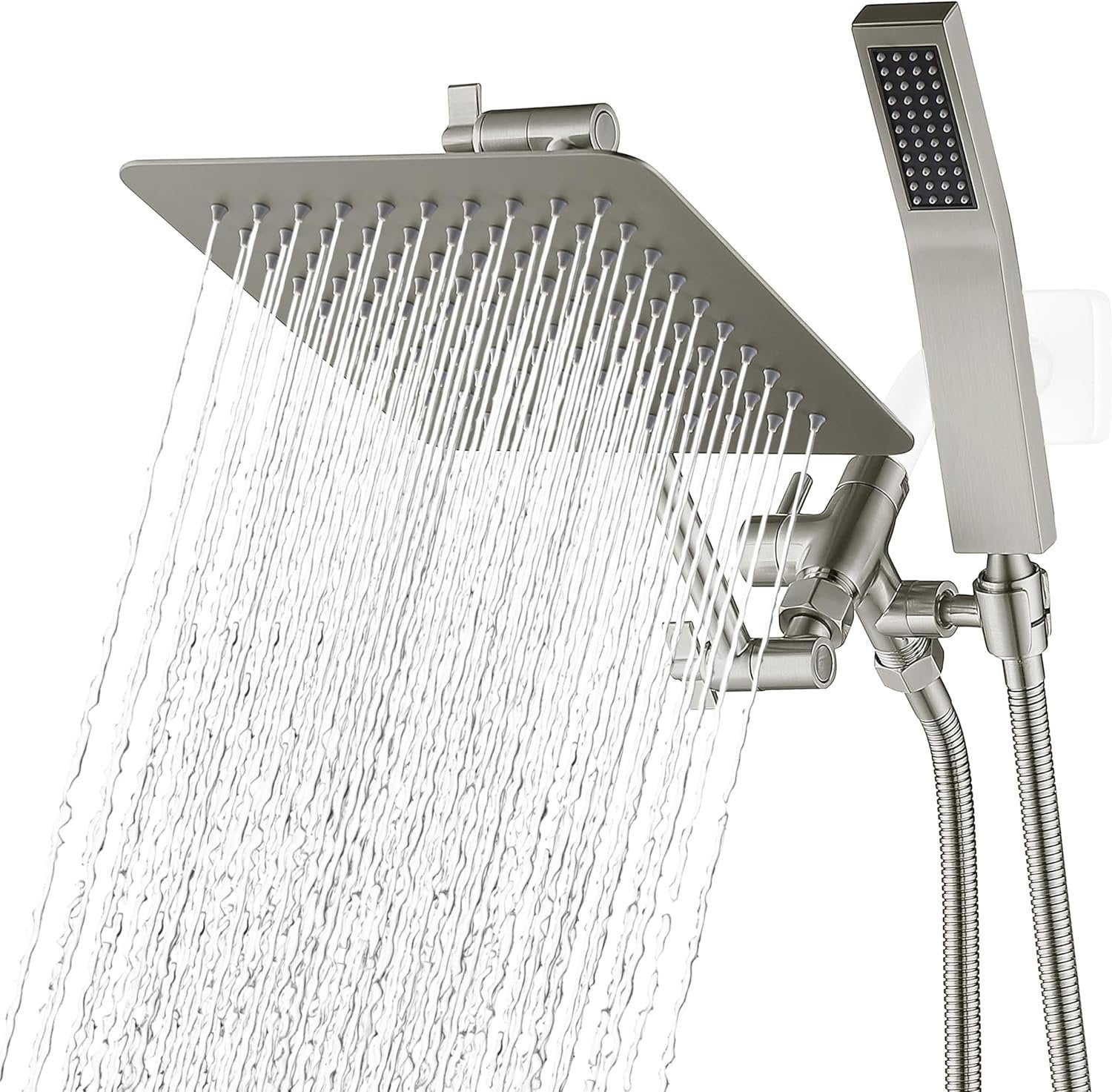 8 Inch Dual Square Shower with Handheld Combo, Rain Shower , Adjustable ...