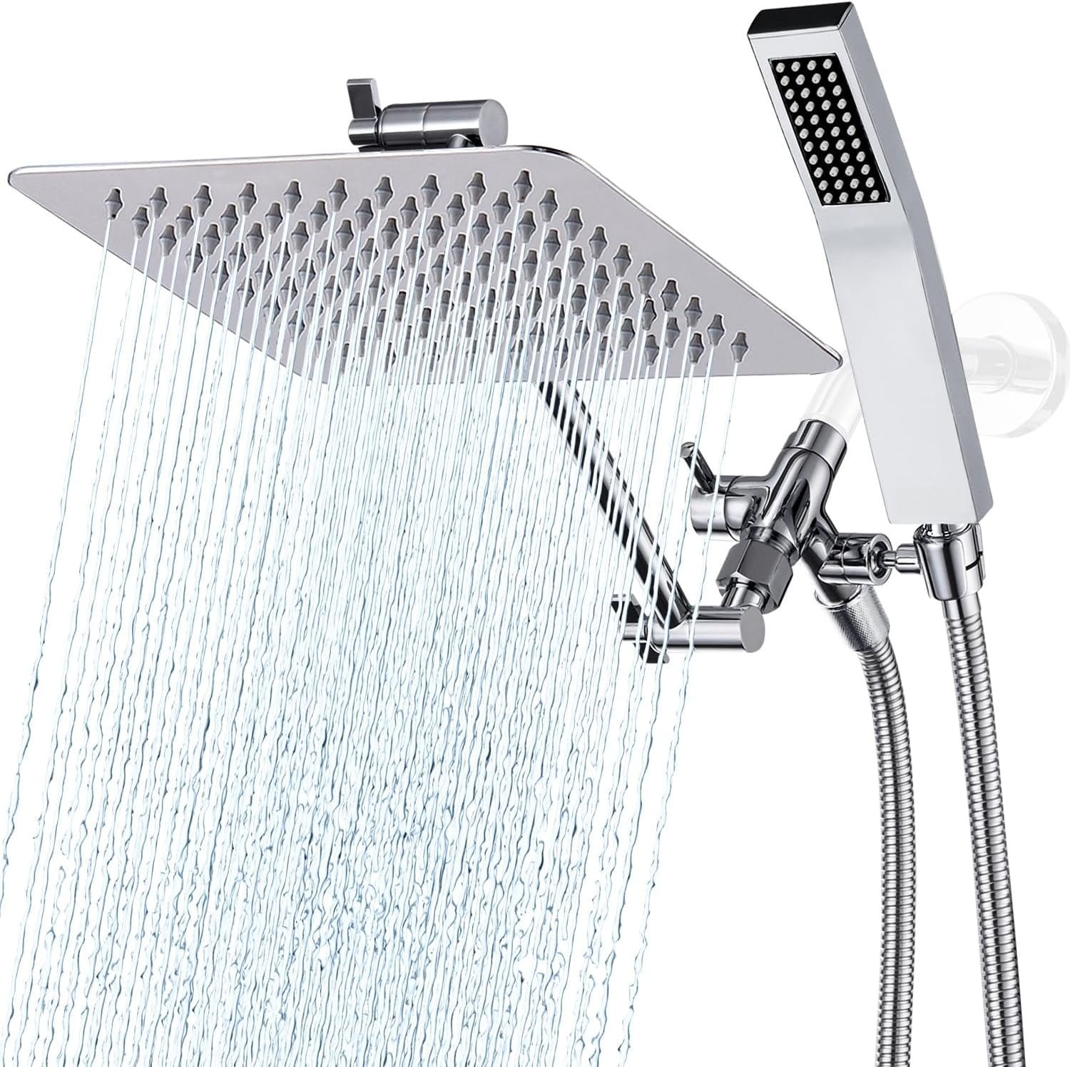 8 Inch Dual Square Shower with Handheld Combo, Rain Shower , Adjustable ...