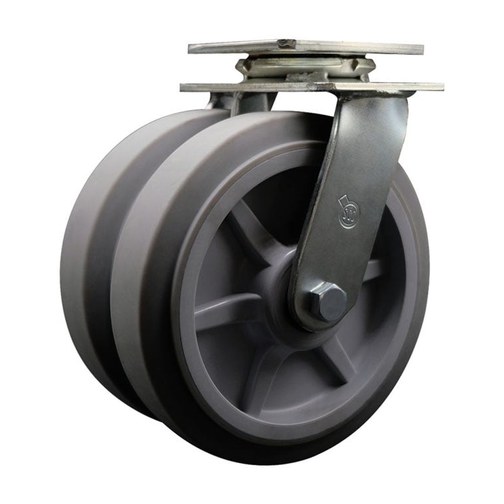 8 Inch Dual Thermoplastic Rubber Wheels Swivel Caster with Roller ...