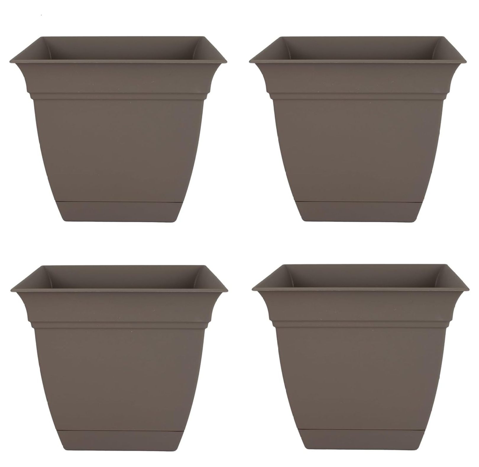 8 Inch Eclipse Square Planter with Saucer – Indoor Outdoor Plant Pot ...