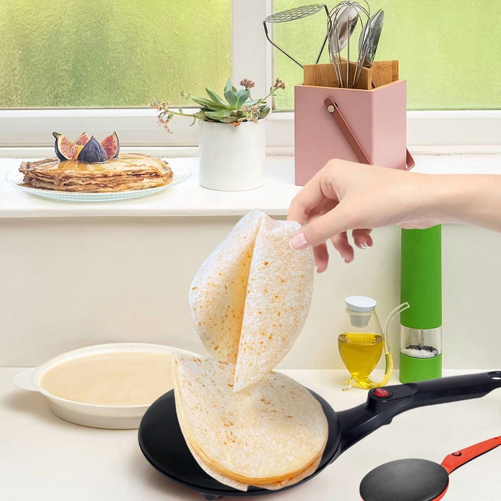 8-Inch Electric Crepe Maker – Handheld Breakfast Maker with Non-Stick ...