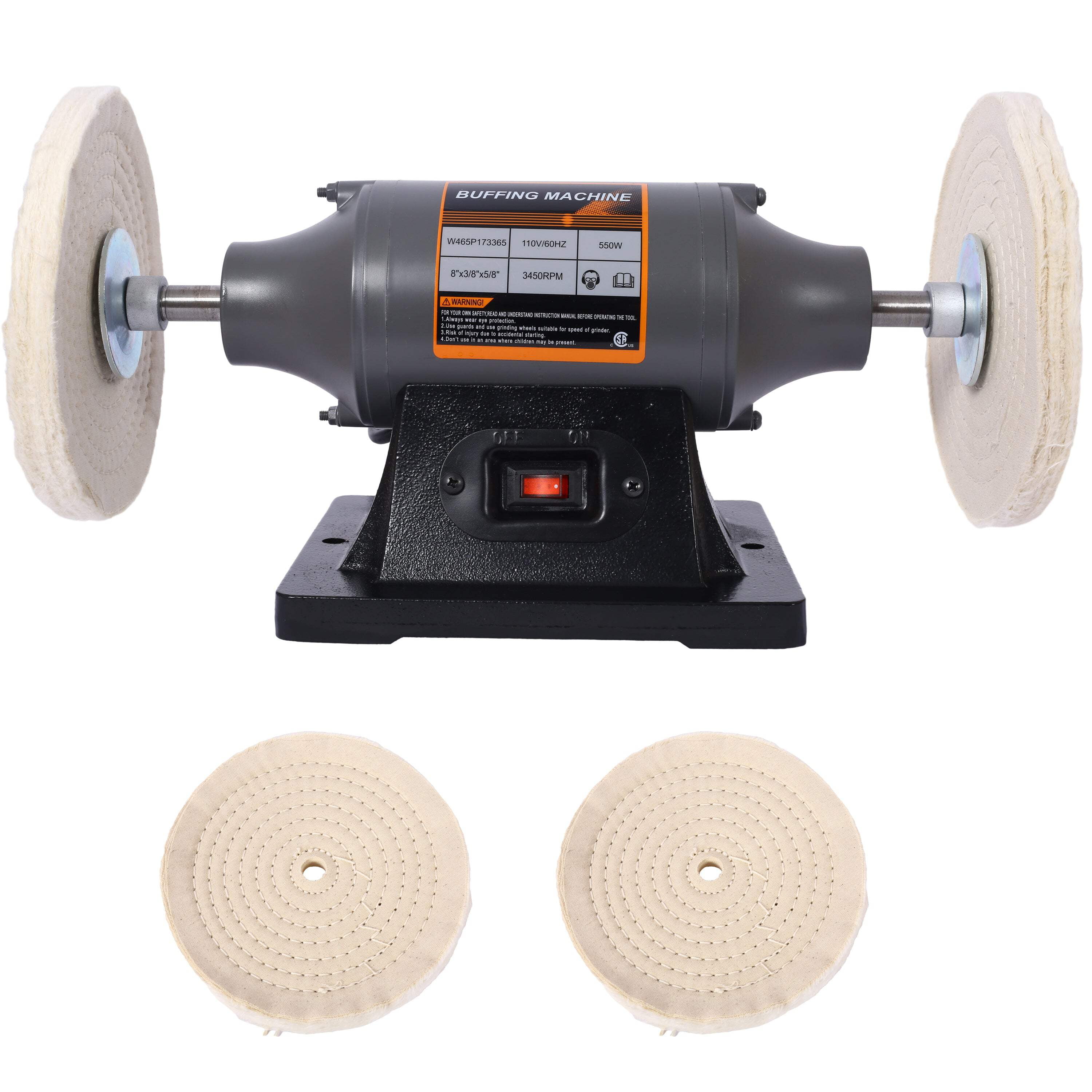 8 Inch Electric Polisher Bench Buffer Grinder Includes 4Pcs 80Ply Thic ...