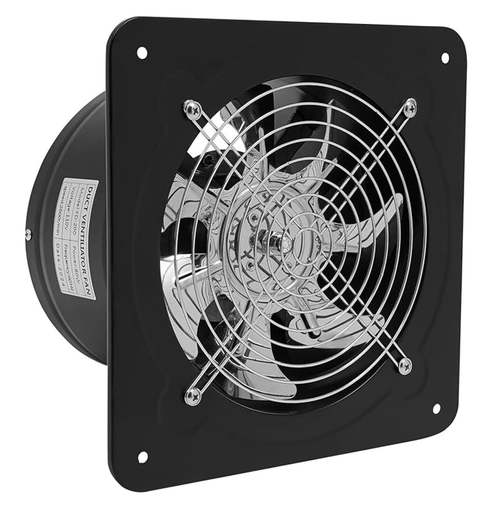 8 Inch Exhaust Fan, 110V 80W Industrial Axial Flow Fan Portable ...