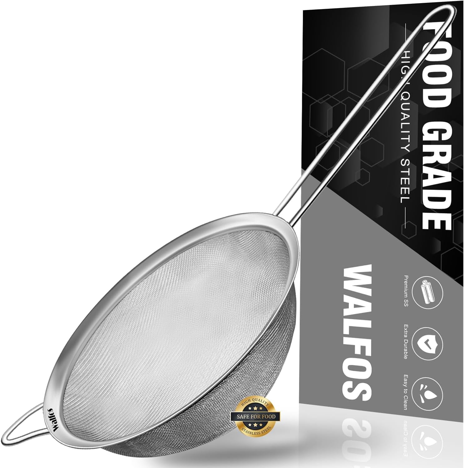 8 Inch Fine Mesh Strainer, Premium Stainless Steel Colanders and Sifters, with Reinforced Frame ...