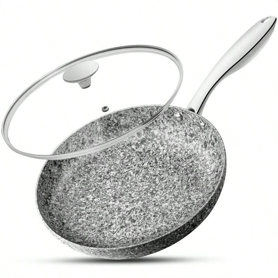 8 Inch Frying Pan with Lid Ultra Nonstick Small Fry Pan with Granite ...