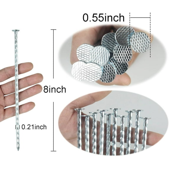 8 Inch Galvanized Spiral Landscape Spikes, Solid Metal Garden Stakes ...
