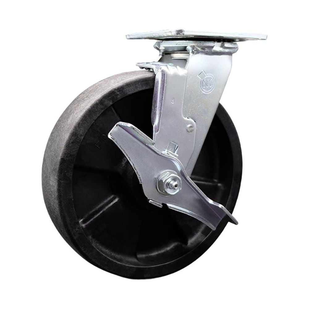8 Inch Glass Filled Nylon Swivel Caster with Ball Bearing and Brake SCC ...