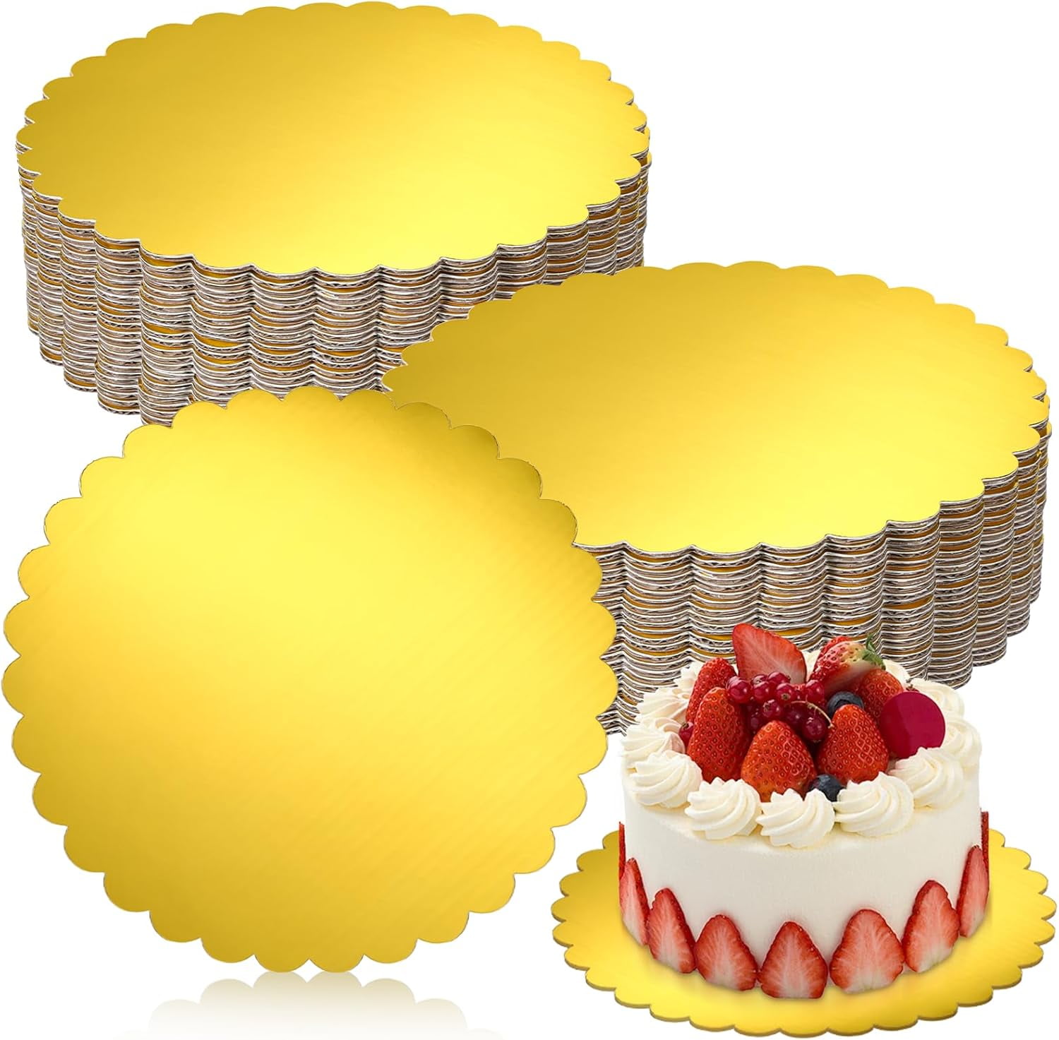 8 Inch Gold Cake Boards Round 50 Pack Corrugated Cardboard Circles Cake ...